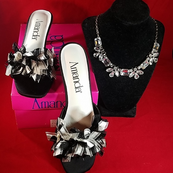 Amanda | Shoes | Black And White Heels Mules Amanda Ruffles | Poshmark